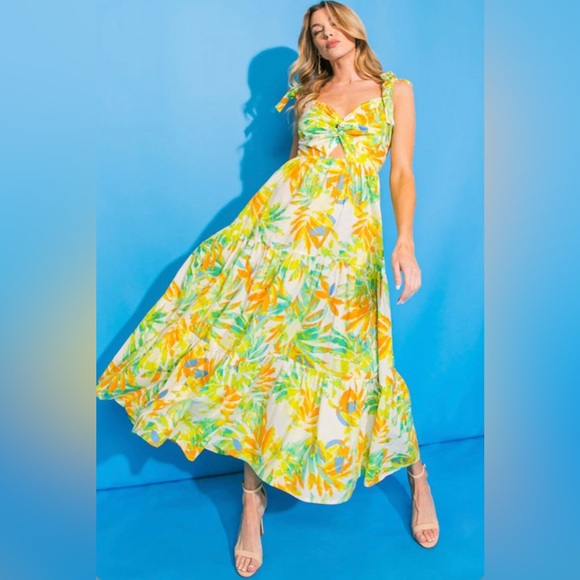 Dresses | Multicolor Small Maxi Dress Boutique Cutout Detail Shoulder ...